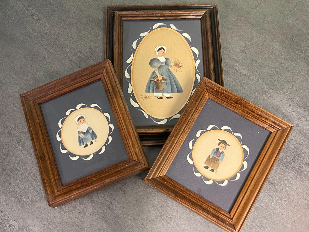 AMISH WALL HANGINGS…R Ross…set of 3…hand Painted and Signed by Artist ...