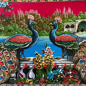 PEACOCK Tapestry…large…2 Colorful Peacocks, A Palace…bright, Floral ...
