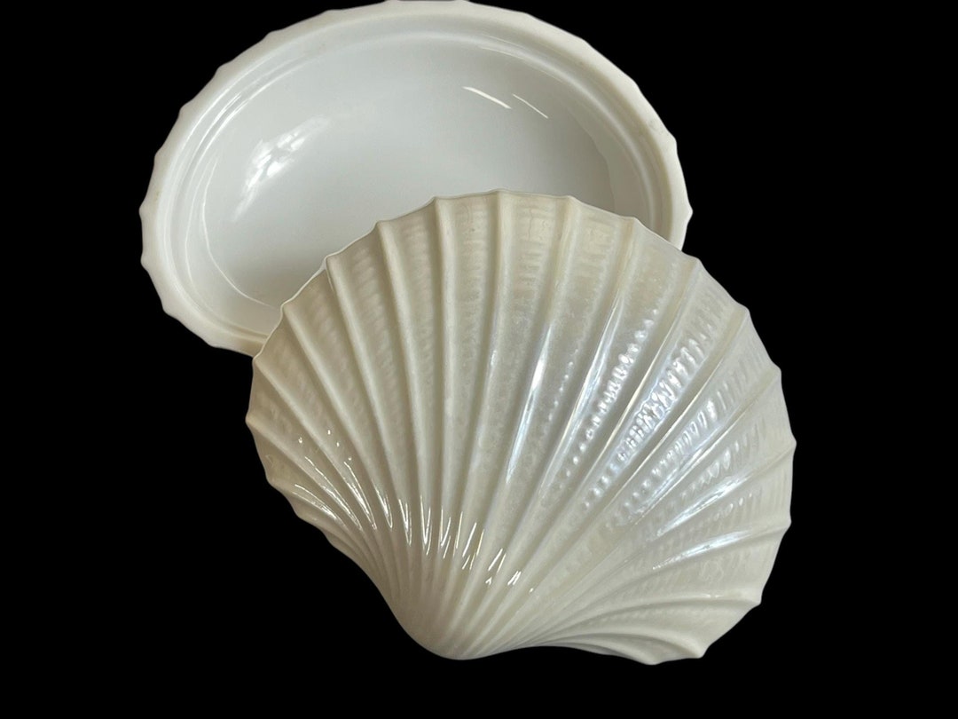 SCALLOP Dish…covered Dish…textured With Pearl Shine…ceramic Scallop ...