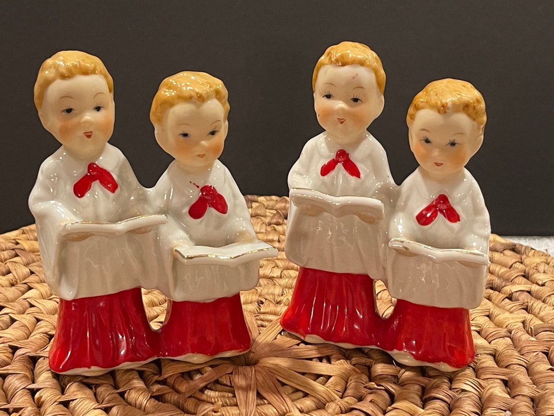 CHOIR BOY Figurinesset of 2white Robes With Red Gownschoir Booksgold ...