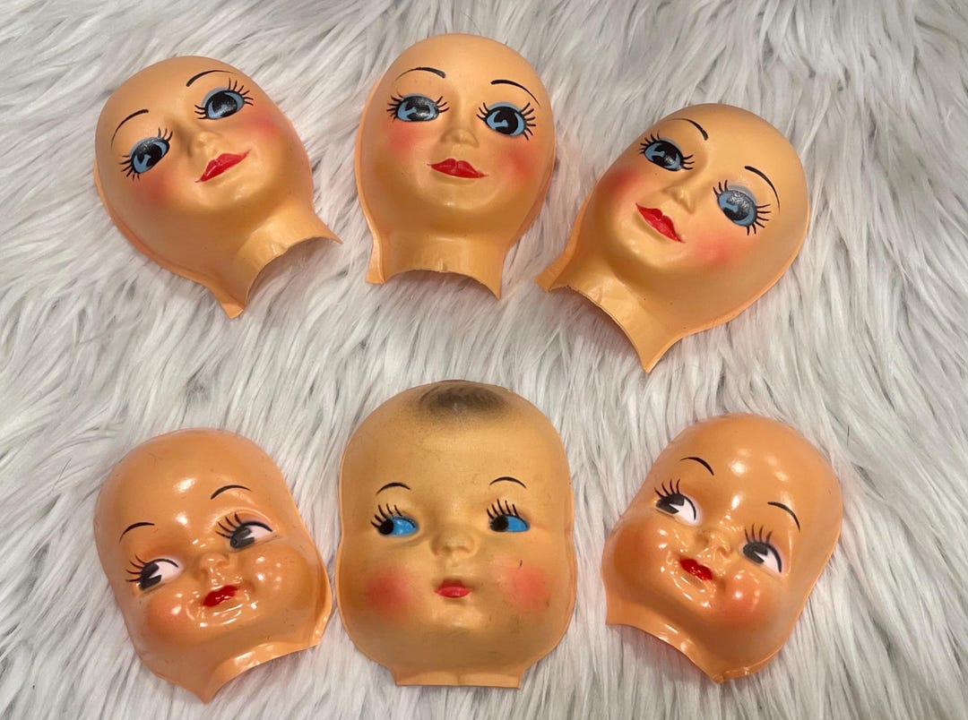 DOLL Masks…face Masks…set of 6…doll Making…plastic…blue Eyes…rosy ...