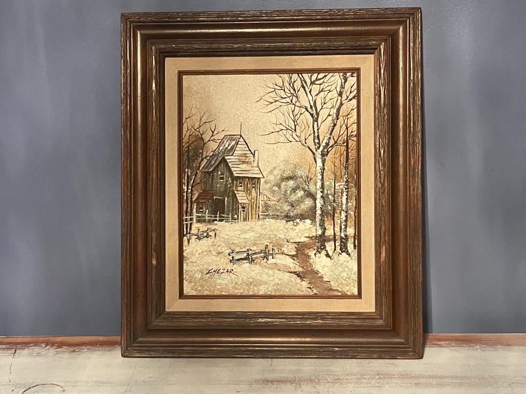 CHEZAR OIL Painting…home Galleries…vintage Scene Painting…oil and Sand ...