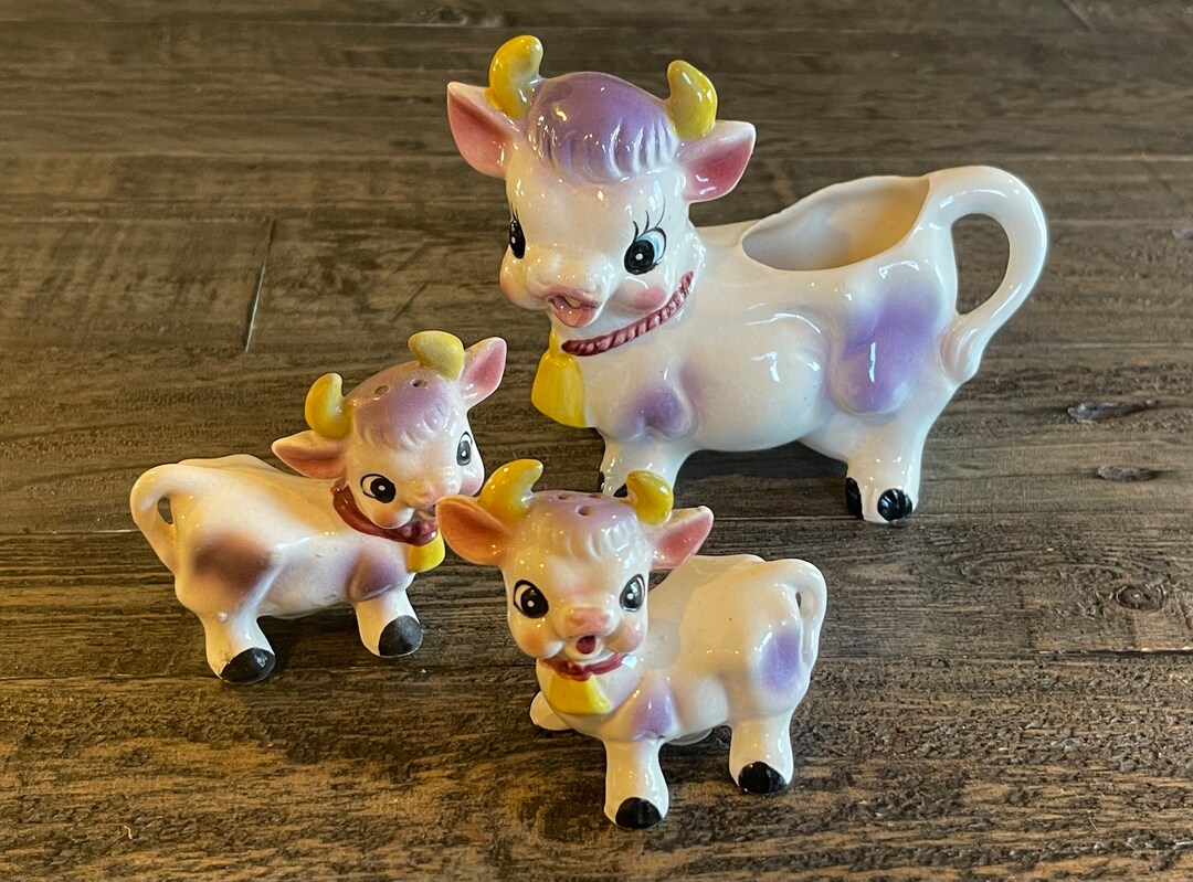 COW CREAMER & Shakers…elise the Cow…purple, Pink ,yellow…open Mouth ...