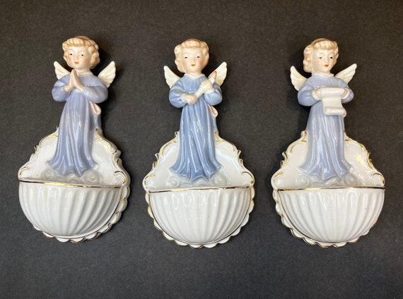 HOLY WATER Vesselsangelsglazed Porcelain Angelsset of - Etsy