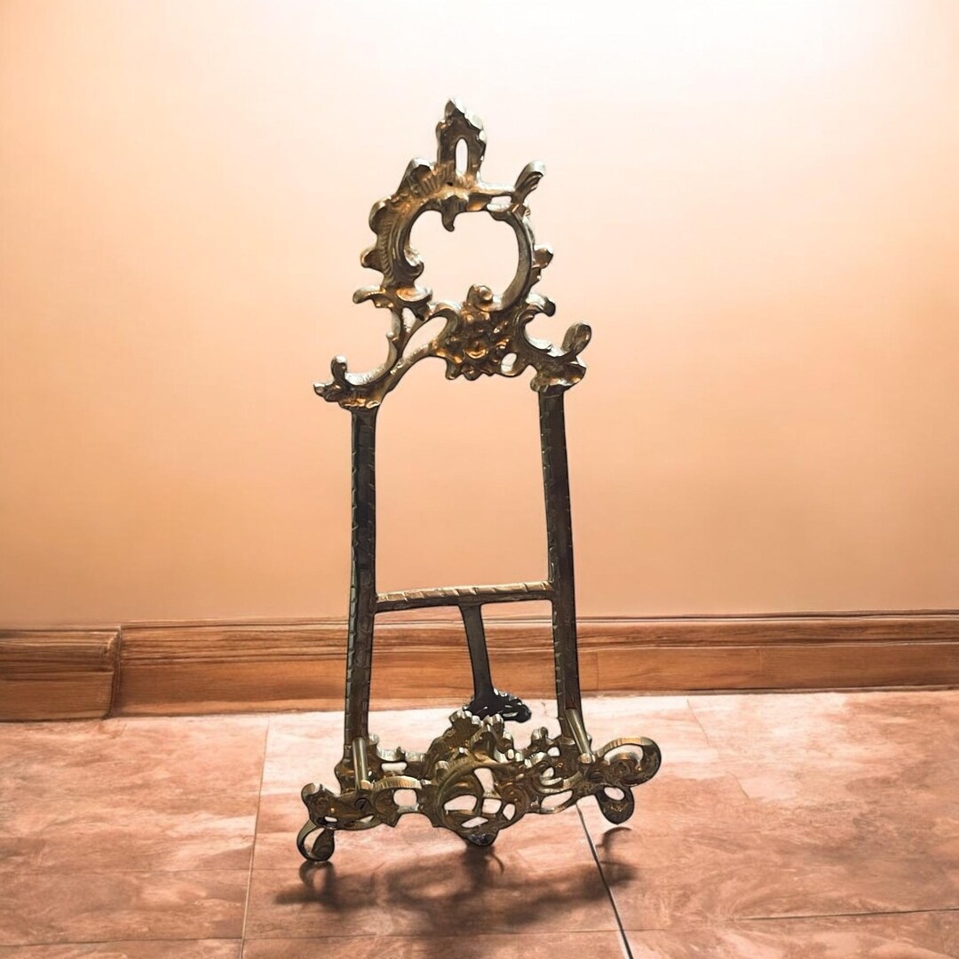 BRASS Easel…soundry Collection…solid Brass…table Top…book Display…easel Back…scroll Design ...