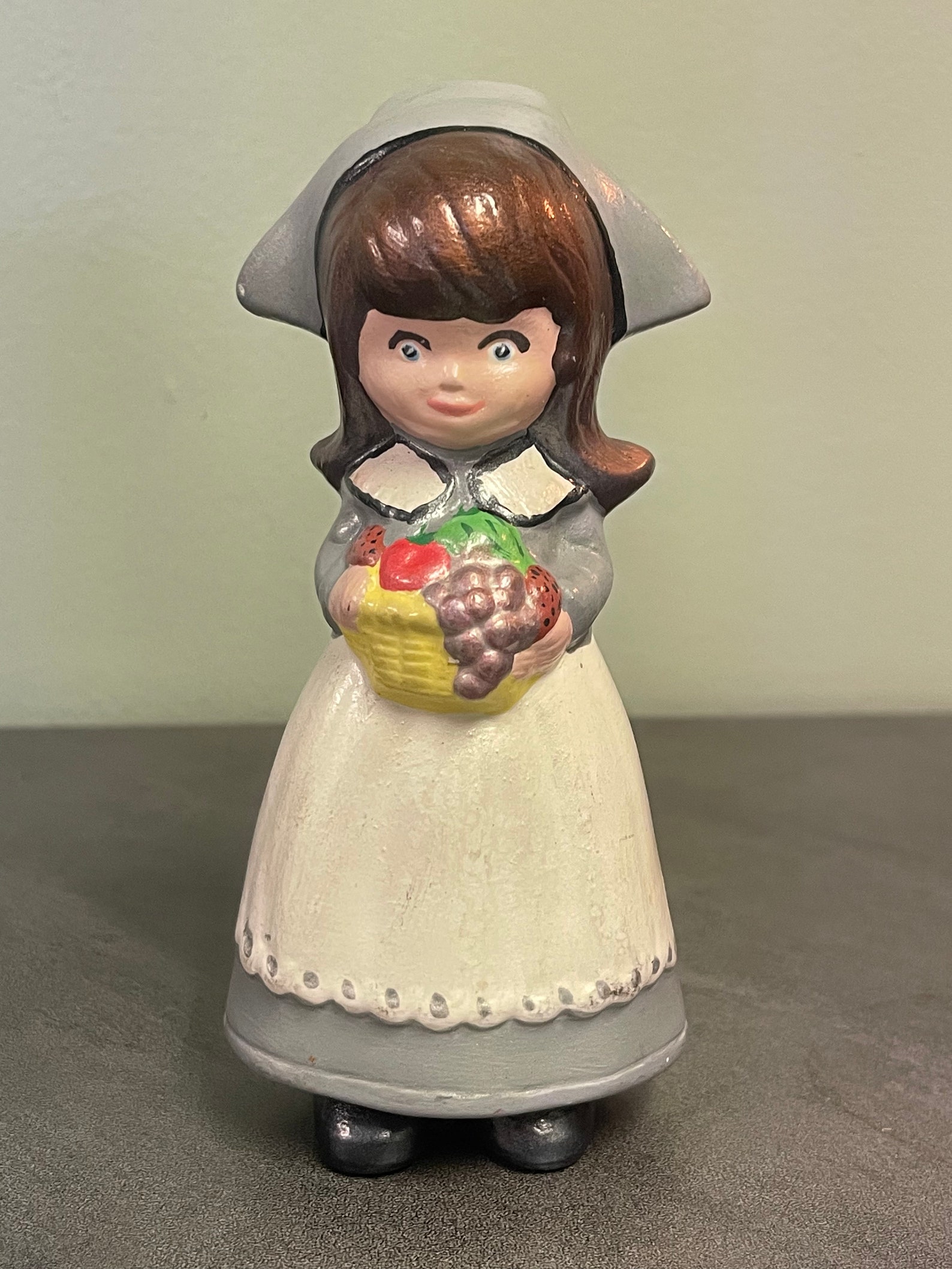 HAND PAINTED Pilgrims…glazed Ceramic…set of 2…fruit Basket and Musket ...