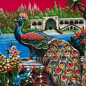 PEACOCK Tapestry…large…2 Colorful Peacocks, A Palace…bright, Floral ...