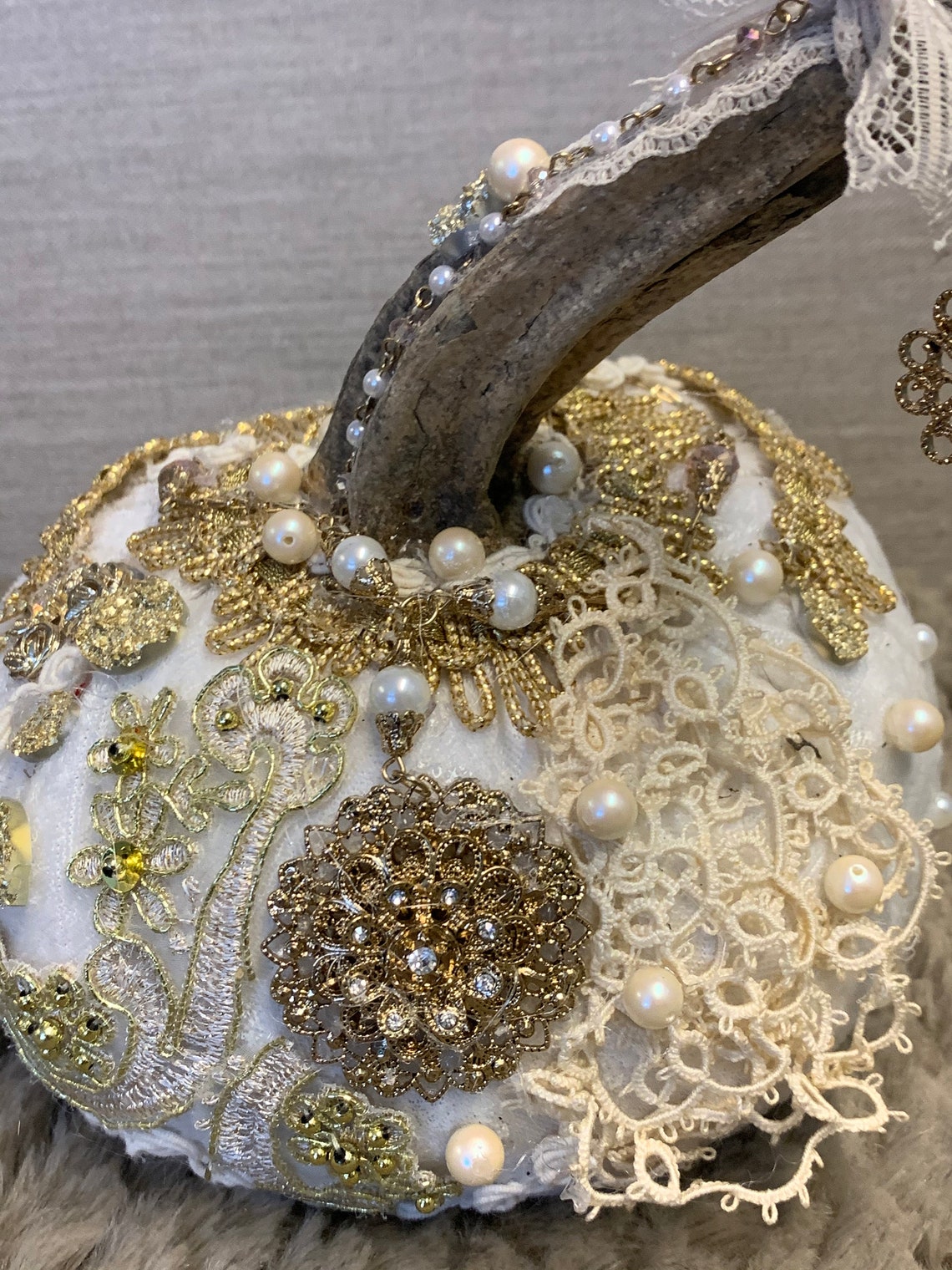 Pearl...a FABRIC PUMPKIN That Sparkles - Etsy