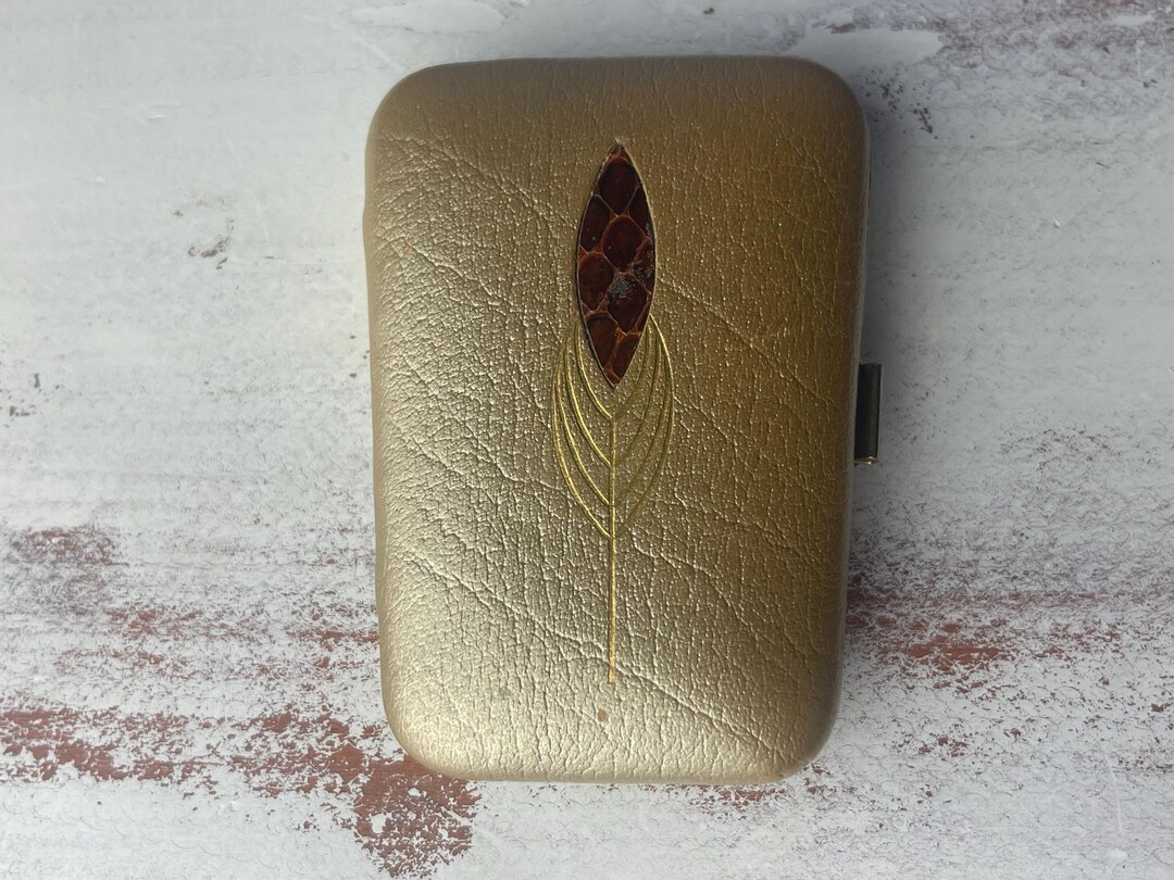 LEATHER KEY Case…princess Gardner…gold Leather…key Gard…cattail Design ...
