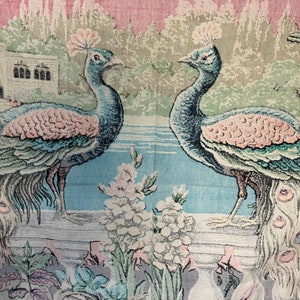 PEACOCK Tapestry…large…2 Colorful Peacocks, A Palace…bright, Floral ...