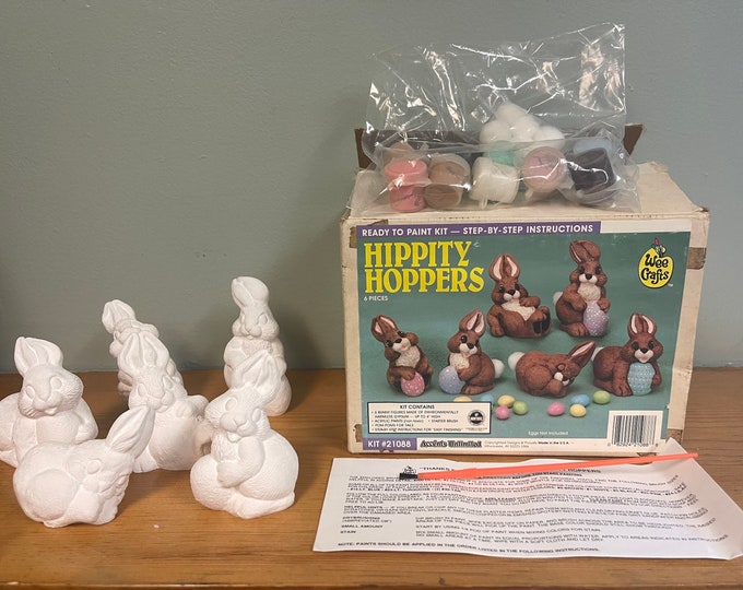 READY TO PAINT Hippity Hoppers…wee Crafts…6 Paintable Bunnies…gypsum ...
