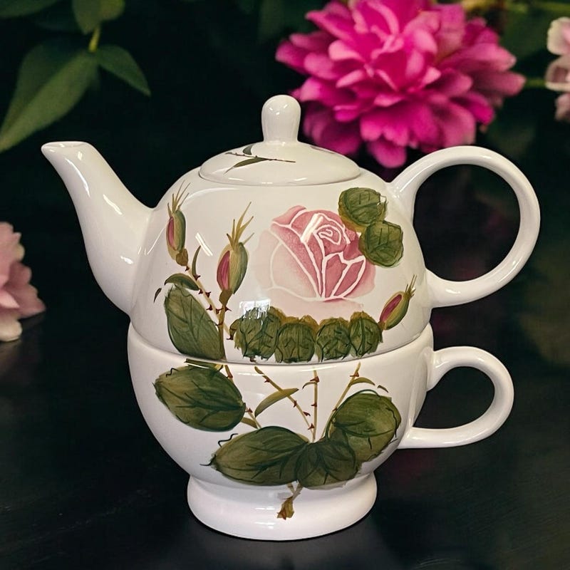 Pink Rose Teapot - Etsy