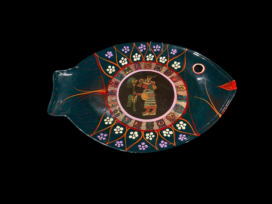 MEXICAN FISH Platter…large, Hand Painted and Glazed Clay…hanger ...