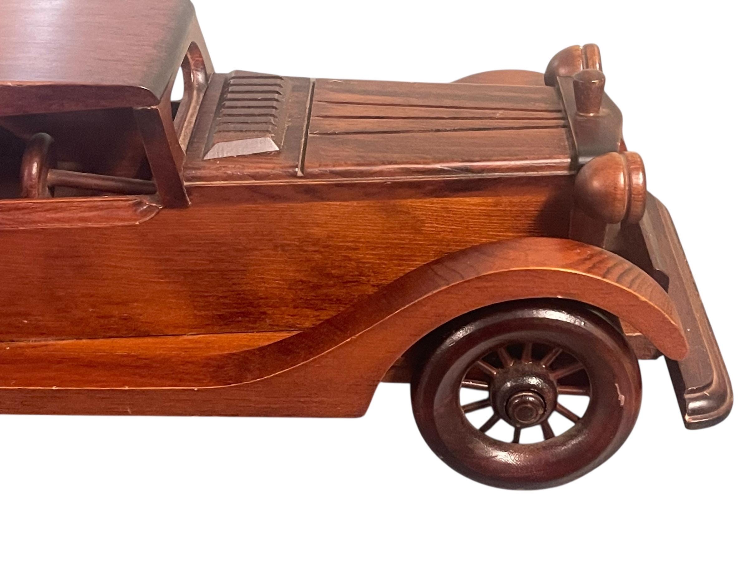 LARGE WOODEN Car…eric…light and Dark Wood…handcrafted…tires/pop up ...