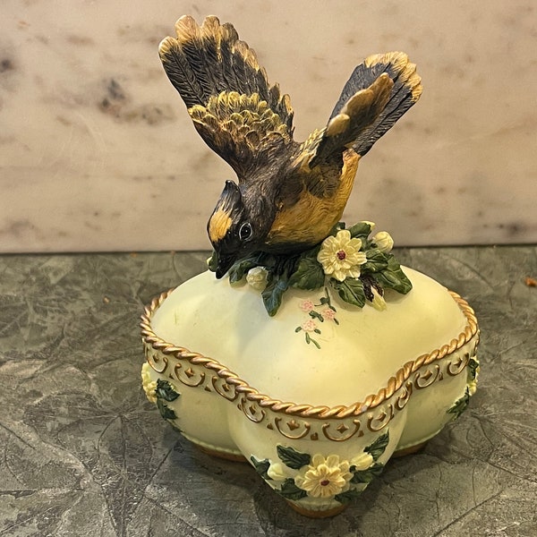 Vintage Trinket Box Bird - Etsy