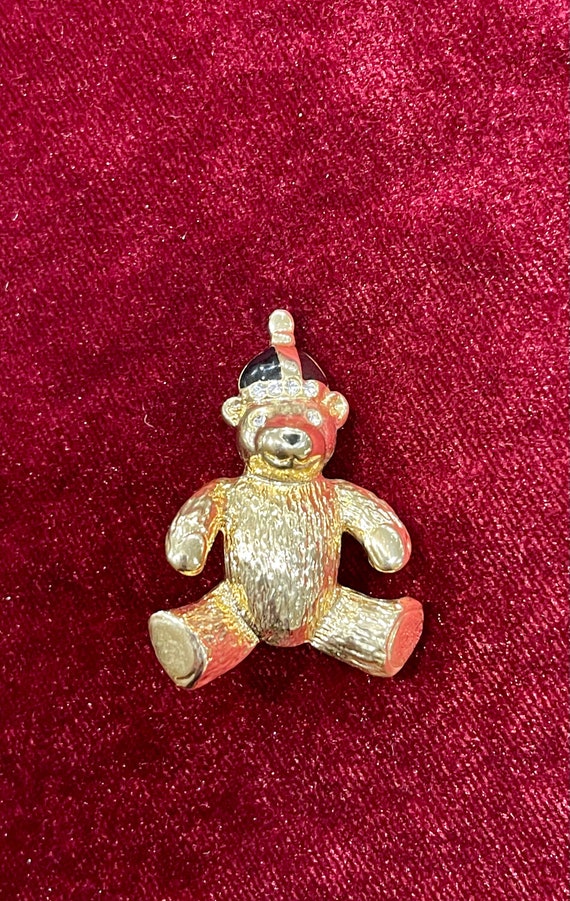 Vintage GERRYS Teddy Bear Koala Brooch 1980s Gold Tone - Gem
