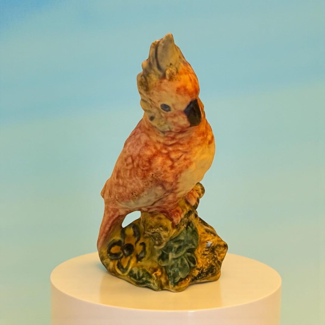 PINK COCKATOO Figurine…stangl Pottery Bird Pink, White, Blue, Green ...
