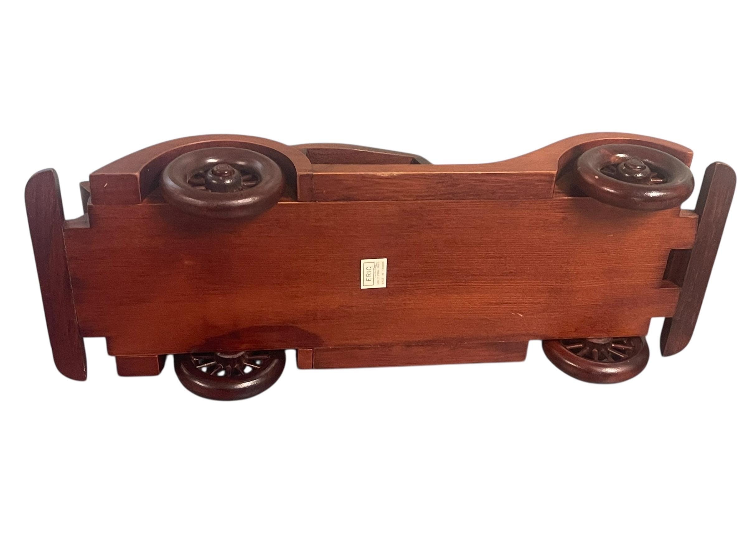 LARGE WOODEN Car…eric…light and Dark Wood…handcrafted…tires/pop up ...