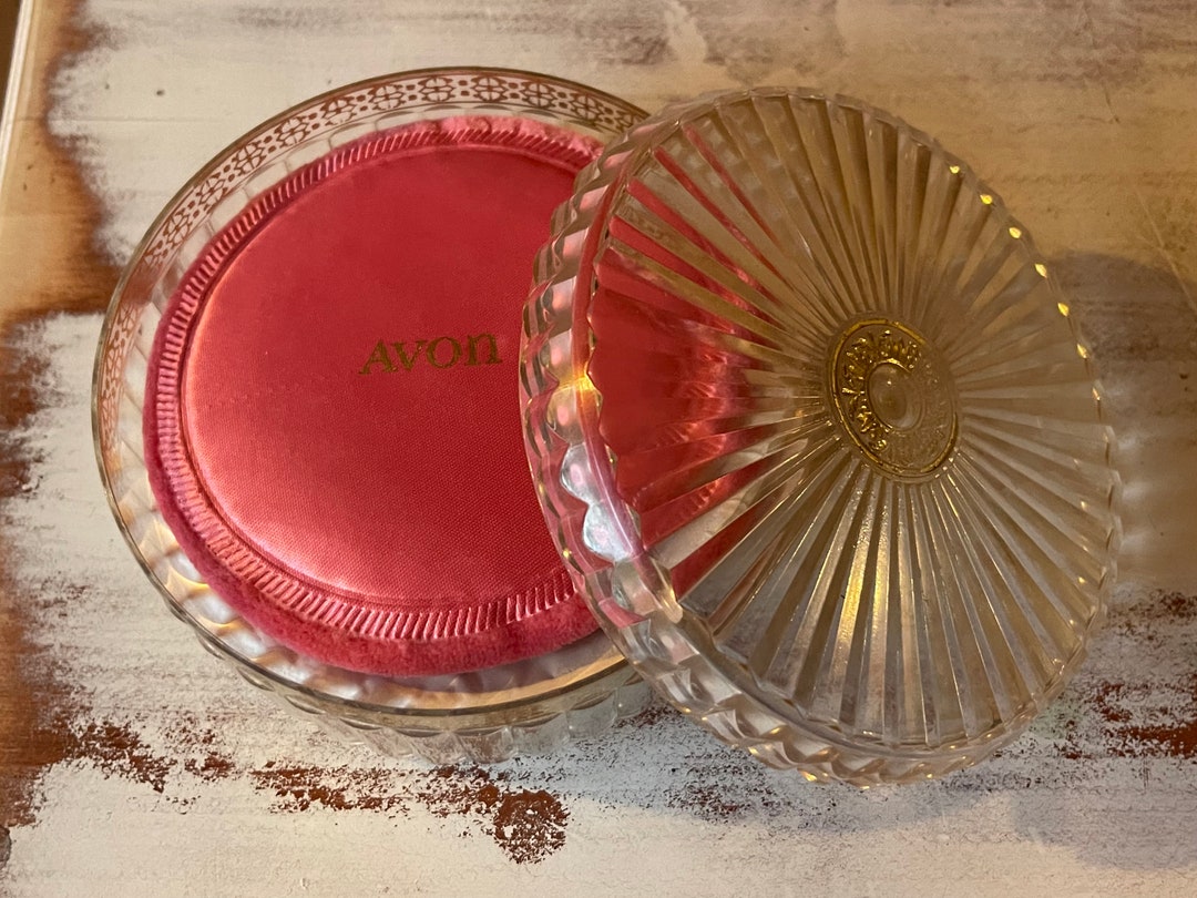 AVON POWDER Boxclear Plastic Container With Gold Floral Designsunopened ...