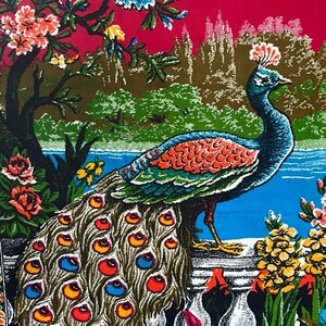 PEACOCK Tapestry…large…2 Colorful Peacocks, A Palace…bright, Floral ...