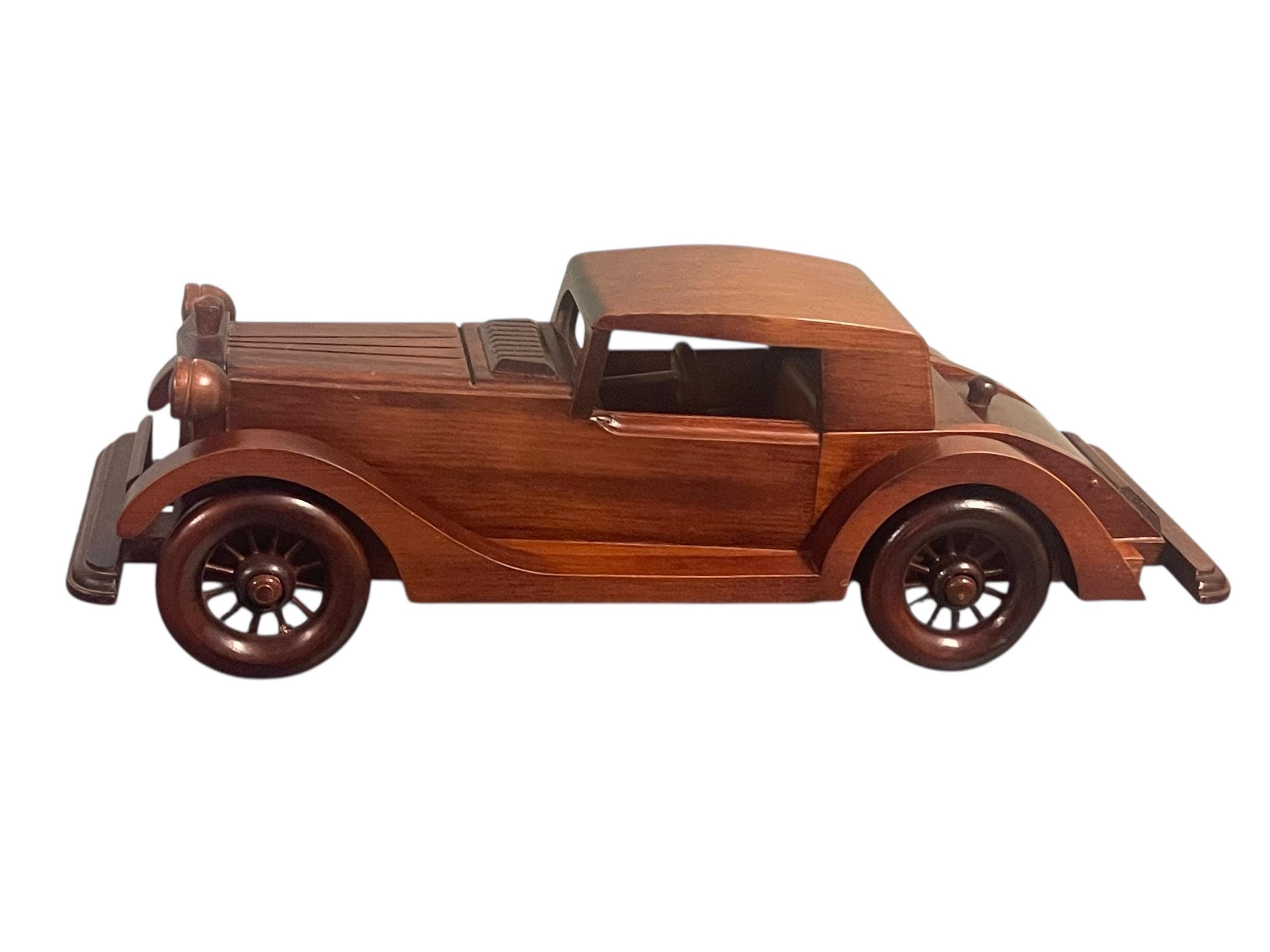 LARGE WOODEN Car…eric…light and Dark Wood…handcrafted…tires/pop up ...