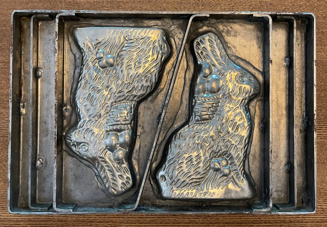 CHOCOLATE RABBIT Mold…antique…large…8 Inch Double Sided, Double Rabbit ...