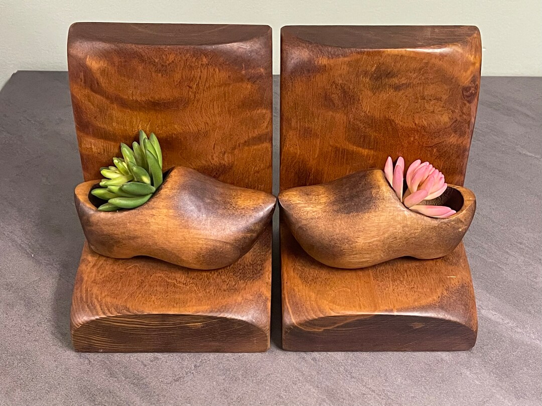 CLOG Bookends…kennedy Brothers…extra Large…wooden Clogs…heavyweight ...