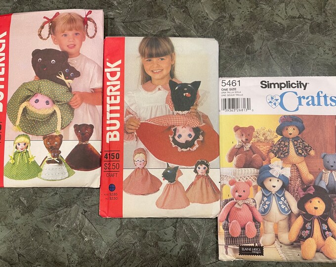 VINTAGE SEWING Patterns…simplicity Crafts 5461 Bears…butterick 4129 ...