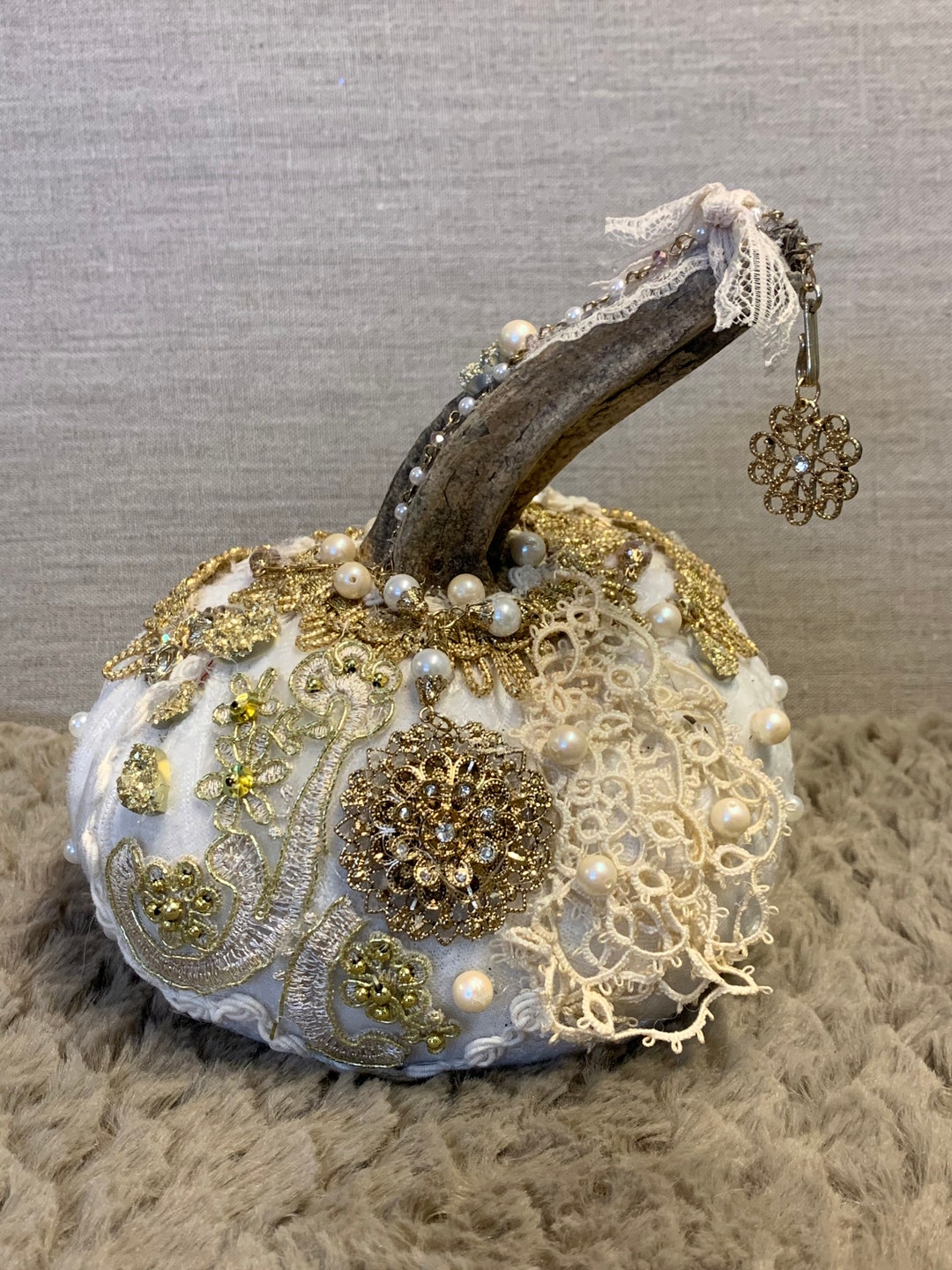 Pearl...a FABRIC PUMPKIN That Sparkles - Etsy