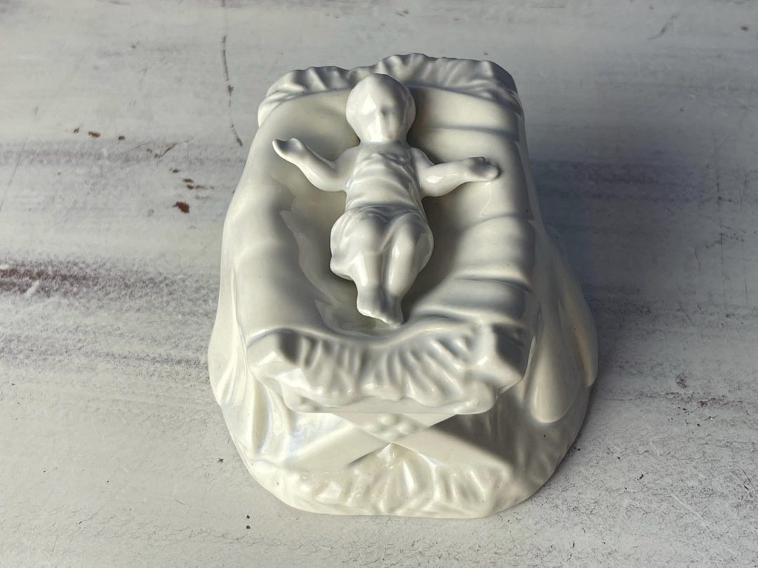 BABY JESUS in a Manger…white Porcelain Figurine…nativity…nativity ...
