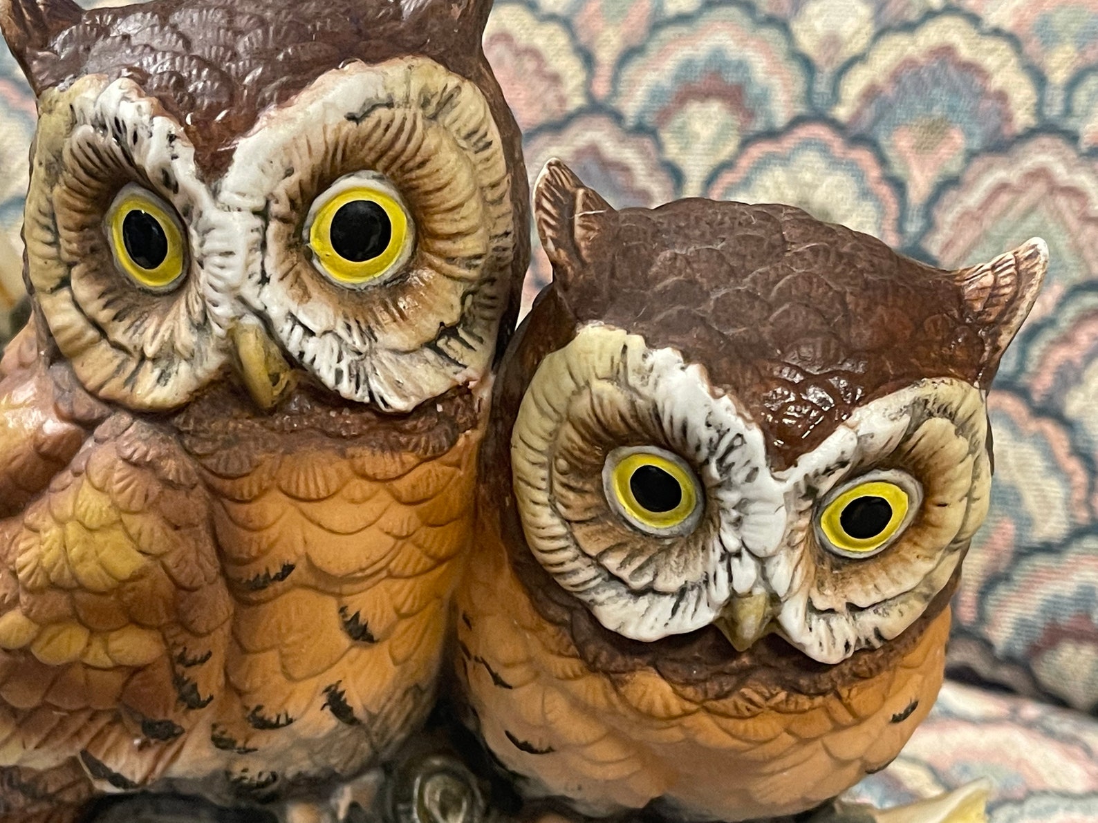 LEFTON OWL Figurinepair of Owls on a Log With Acorns and Oak - Etsy