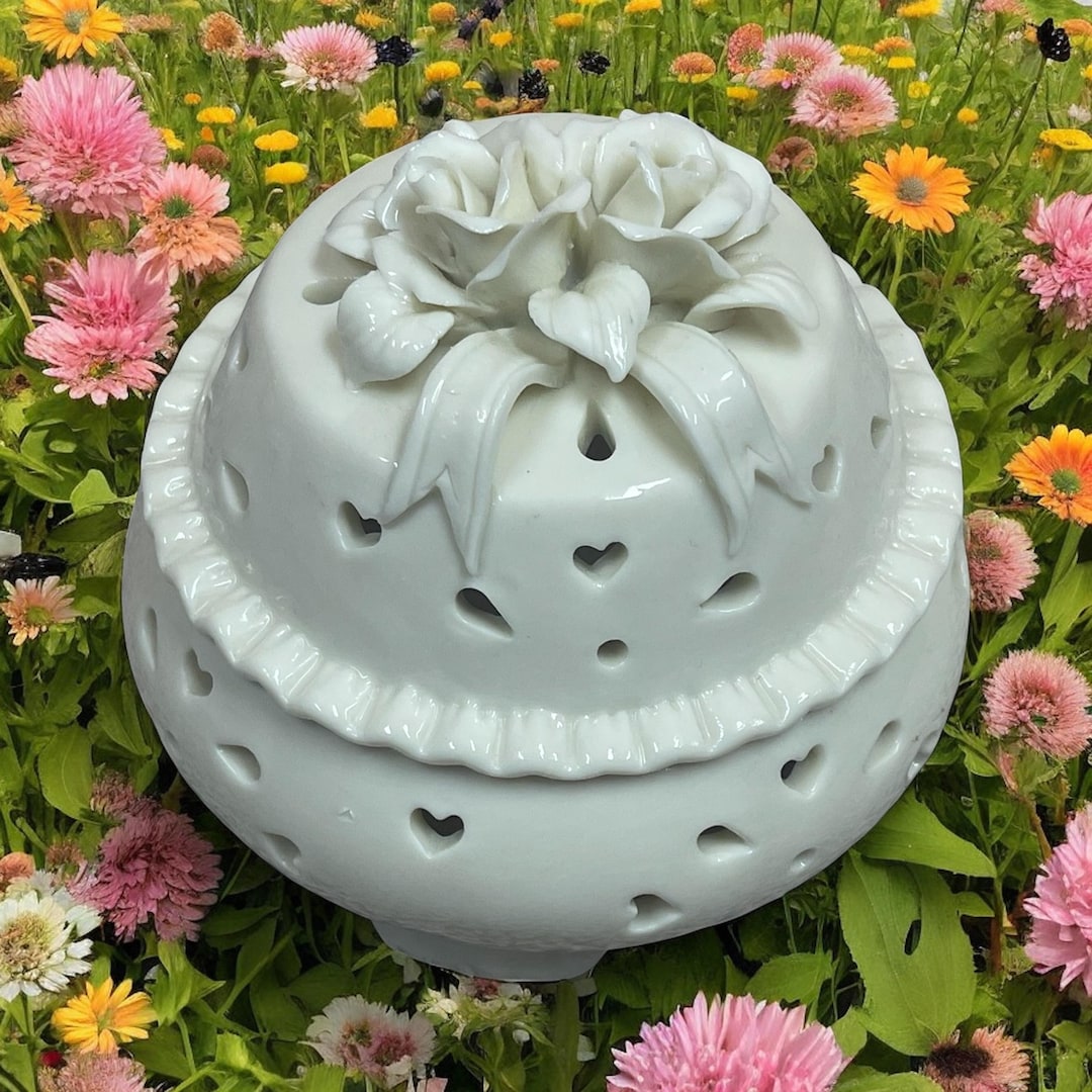 COVERED RING Dish/potpourri Holder…porcelain…cut Out Body Designs ...