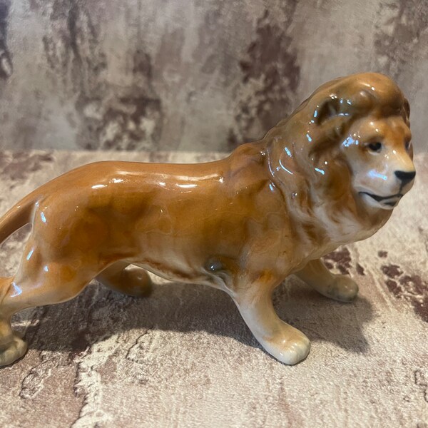 Porcelain Lion Figurine - Etsy