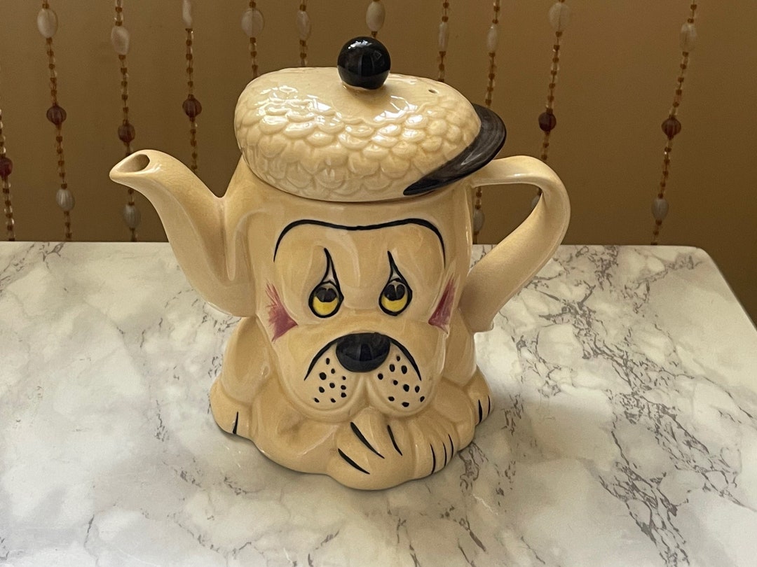 SAD DOG Teapot…p&k…cream…ceramic Teapot…side Handle and Spout…removable ...