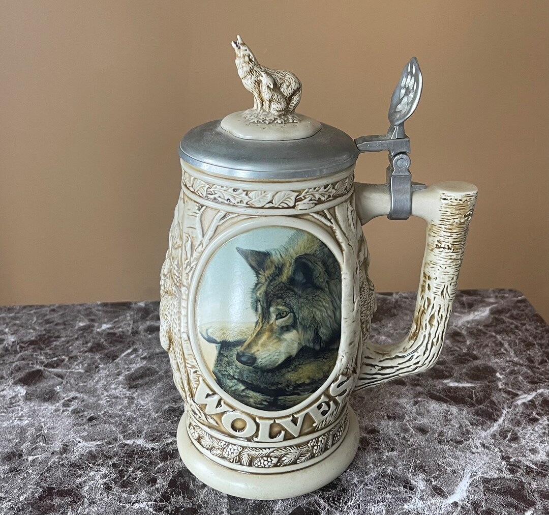 WOLF Stein…avon…raised Wolf Design…wolf Designs and Lettering…ceramic ...