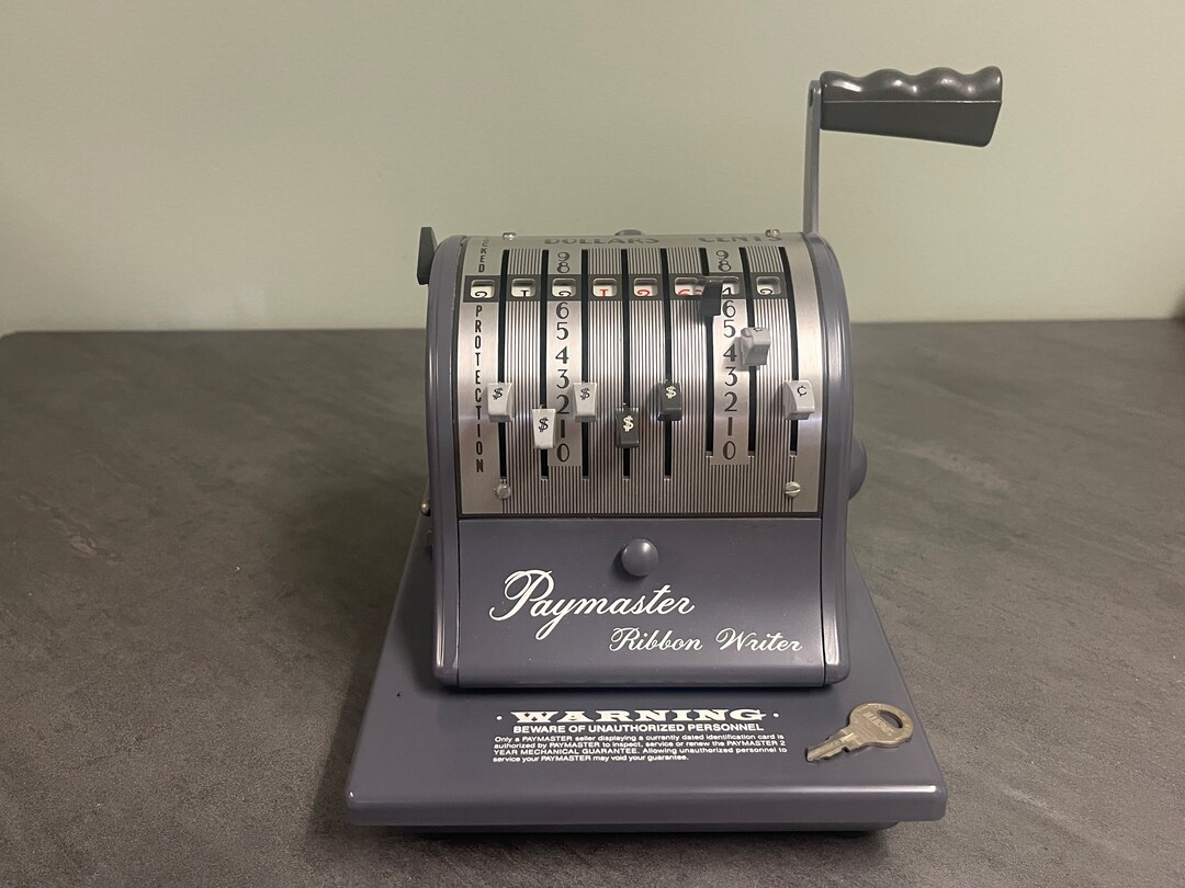 CHECK Writer…the Paymaster Corp…ribbon Writer…series 8000…dollars and ...