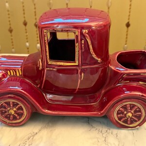 LARGE CAR Planter…hand Painted…vintage Car…gold Accents…open Windows ...