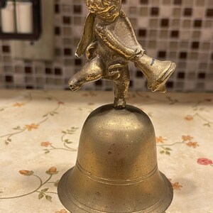 BRASS ANGEL Bell…winged Cherub…christmas Church Bell…handbell…solid ...