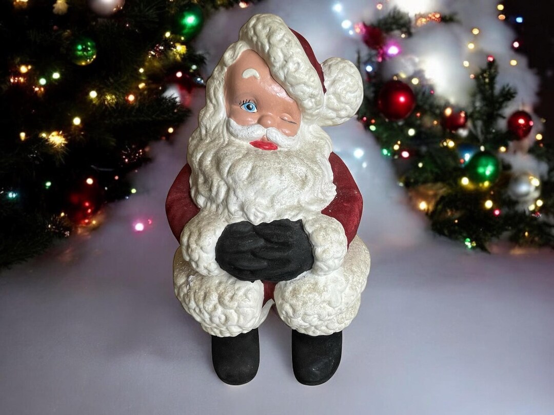 XL CERAMIC Santa…atlantic Mold…santa Claus…hand Painted…flocked…ceramic ...