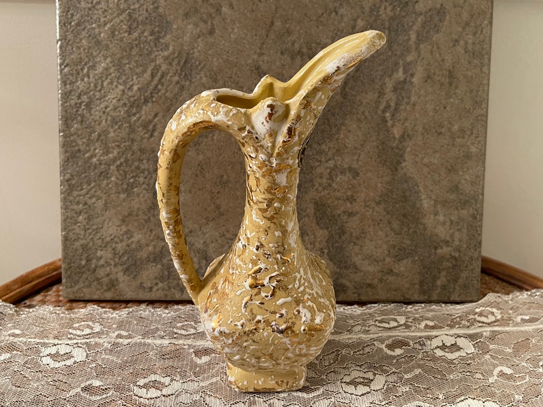 SAVOY 24K GOLD Pitcher…vase…weeping Gold Pitcher…cream/yellow, White ...