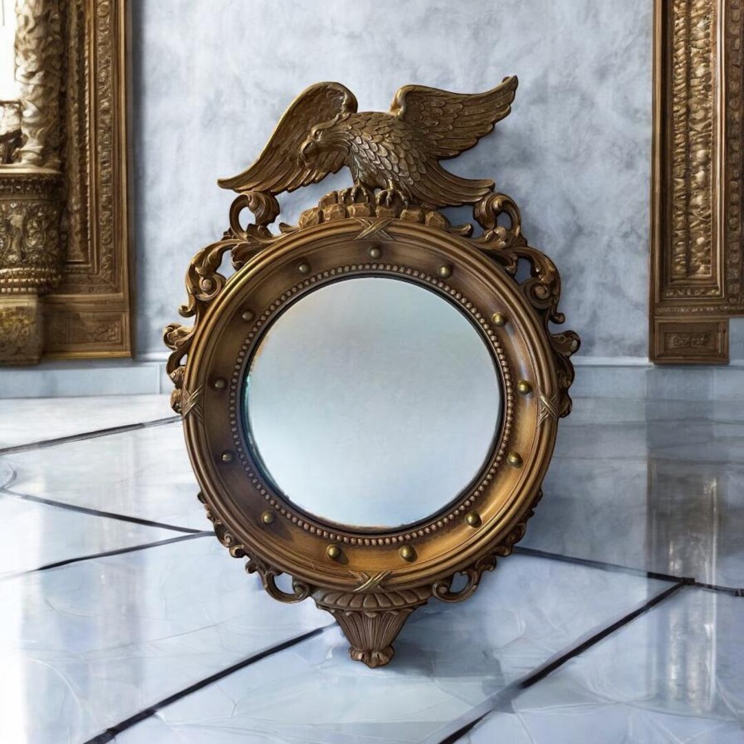 SYROCO EAGLE Mirror…convex…eagle, Scroll and Leaf Design…beaded Edge ...