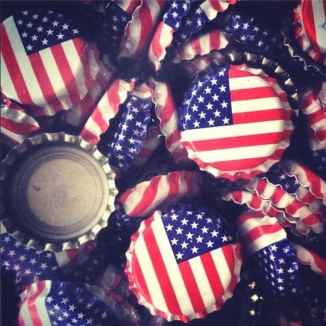 100 Uncrimped American Flag Beer Bottle Caps Red White & Blue - Etsy
