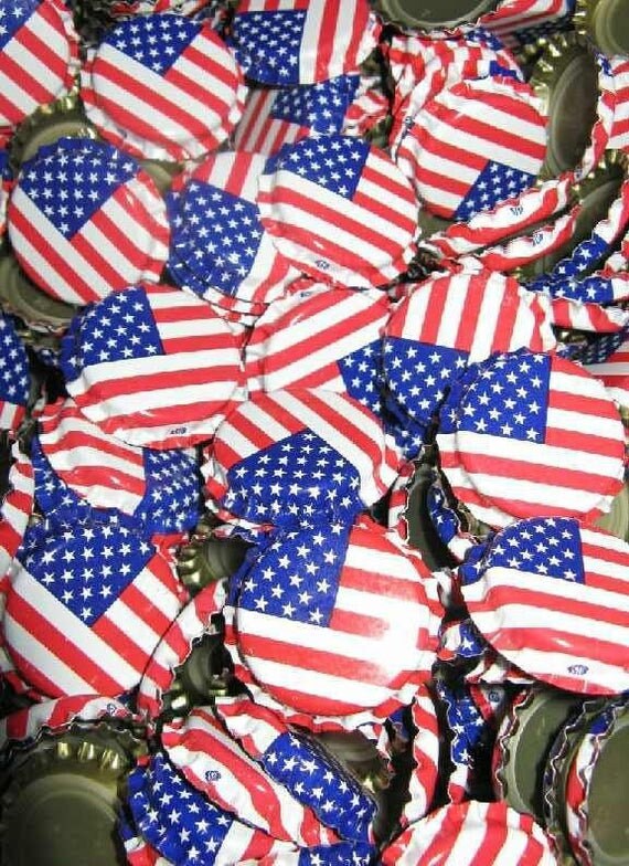 100 Uncrimped American Flag Beer Bottle Caps Red White & Blue - Etsy