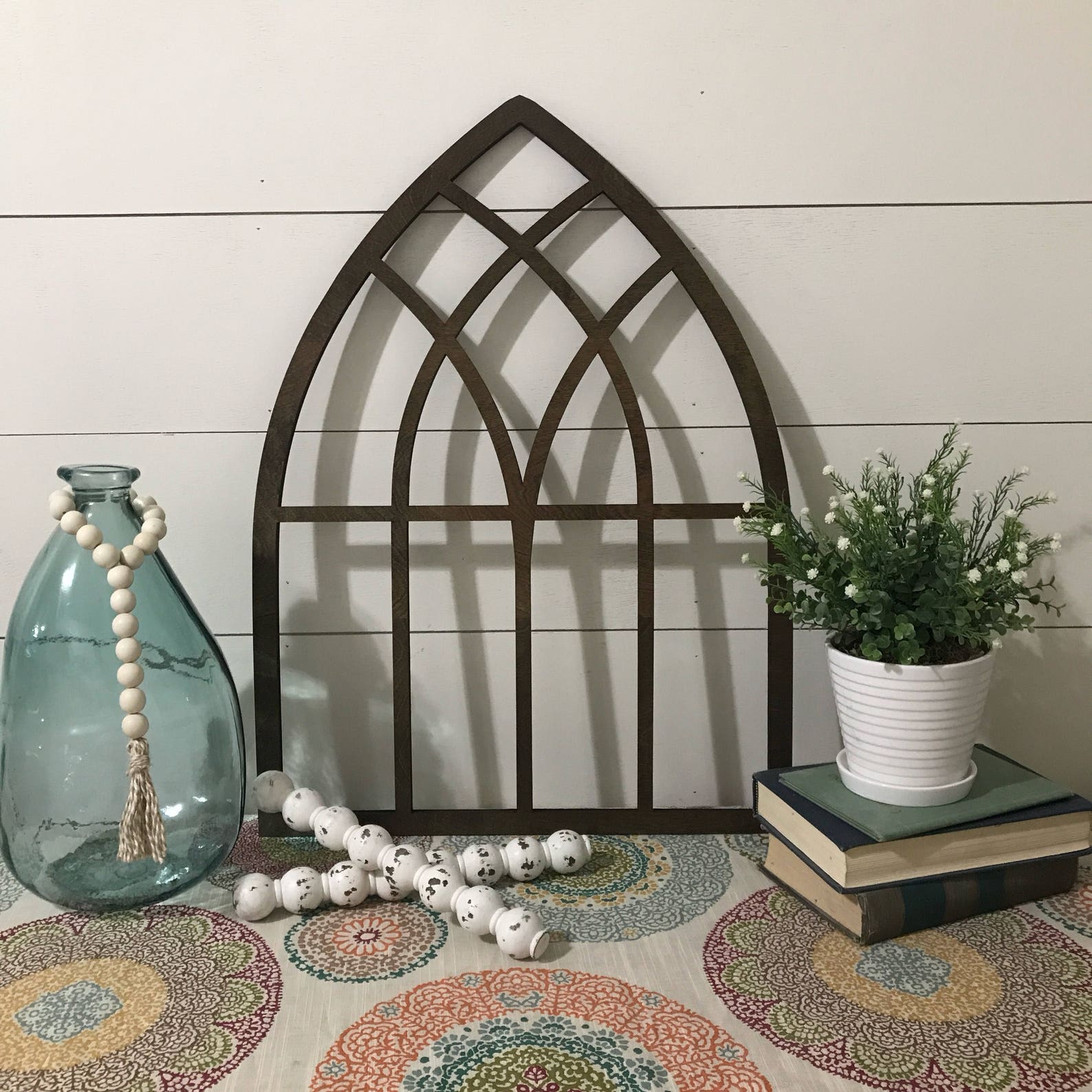 Brown Arched Cathedral Window Frame Wood Window Frame Wreath - Etsy