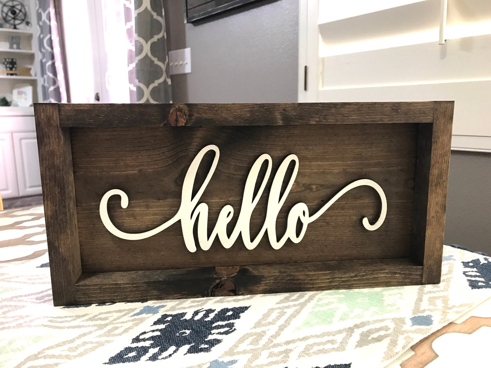 Mini Hello Wood Sign Laser Cut Hello Sign | Etsy