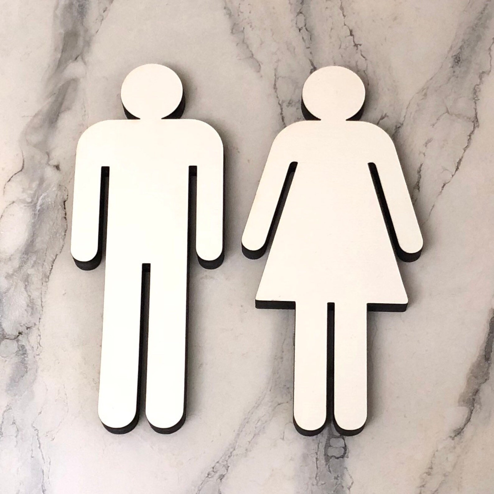 Set of 2 Bathroom Sign People Wood Cutouts 7 Color Options - Etsy
