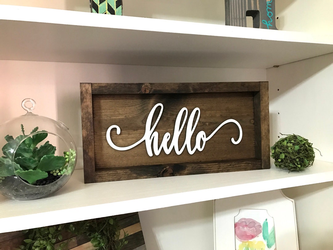 Mini Hello Wood Sign, Laser Cut Hello Sign - Etsy