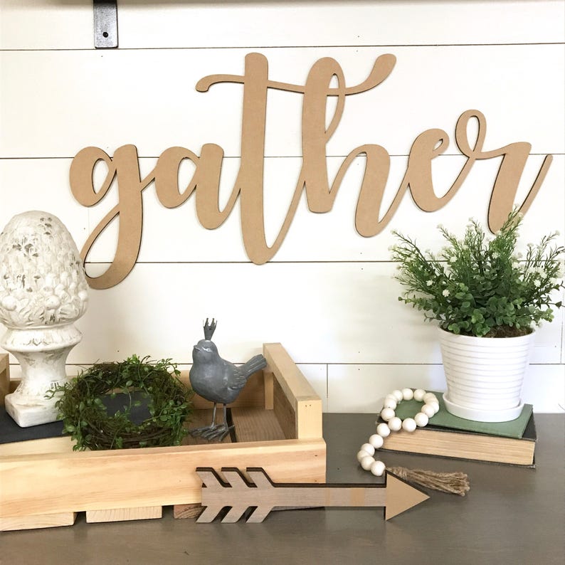 Gather Wood Word Cutout Wooden Letters Laser Cut Word - Etsy