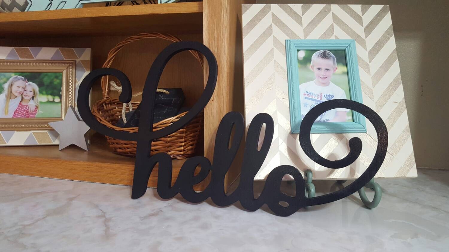 Hello Wood Word Cutout Scroll Cut Word Hello Wood Sign | Etsy