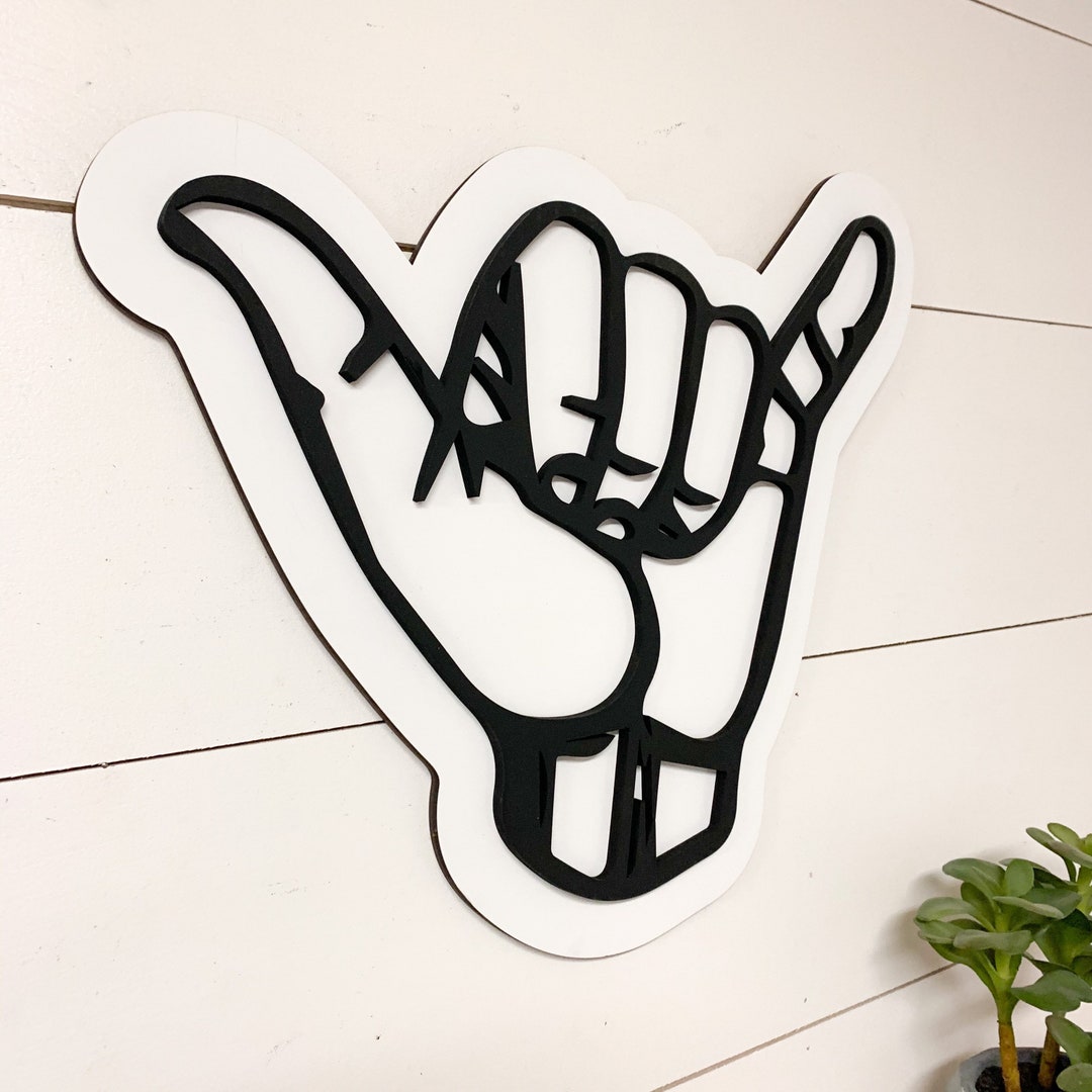 Hang Loose Sign Hand Gesture, 3d Wooden Hand Cutout, Bohemian Home ...